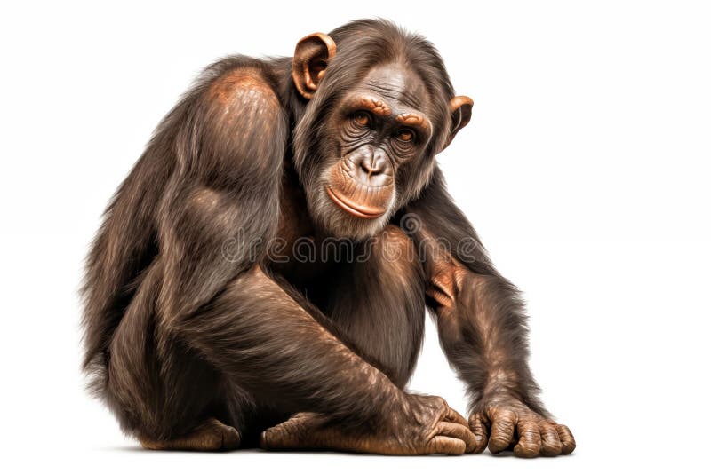 Young Chimpanzee Isolated on White Background Stock Illustration ...