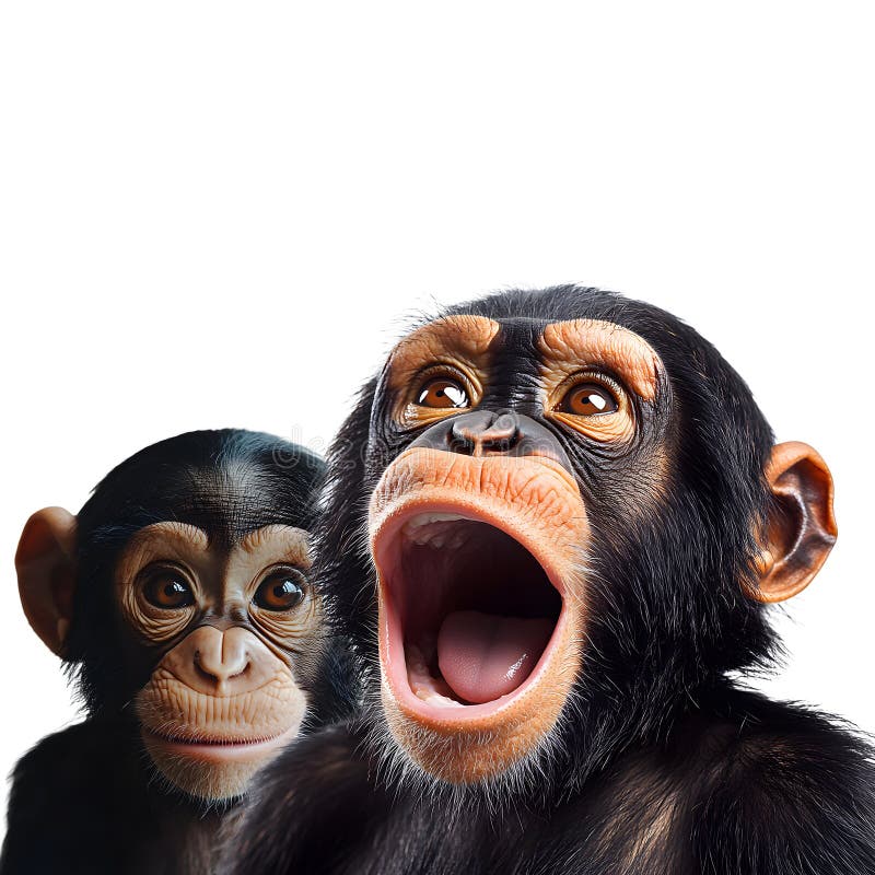 Young Chimpanzee Staring Isolated on White Stock Illustration ...