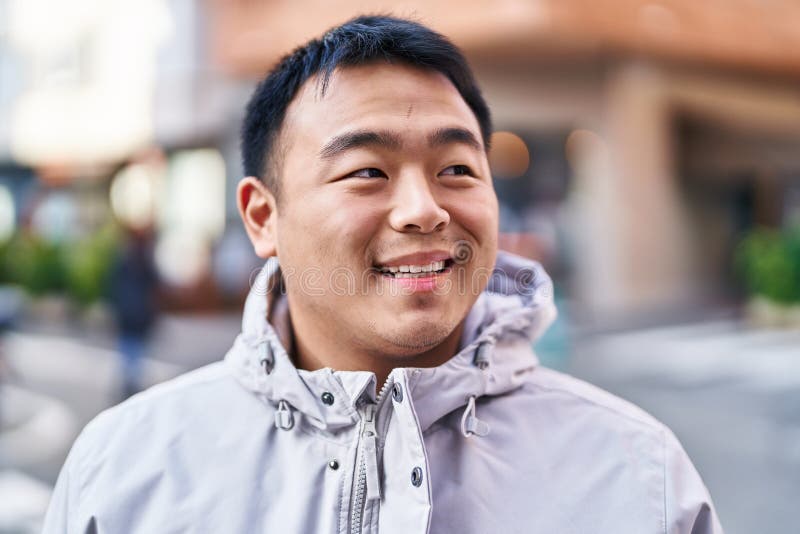 Young Chinese Man Smiling Confident Standing at Street Stock Image ...