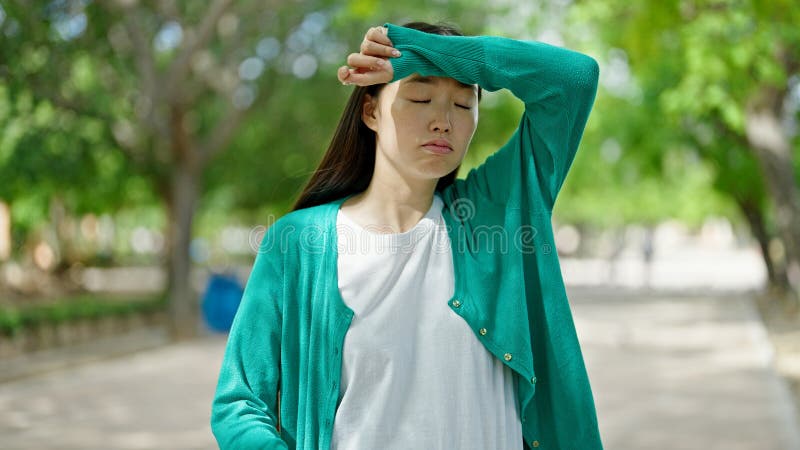 Chinese Woman Streamer Stressed Using Computer at Gaming Room Stock ...