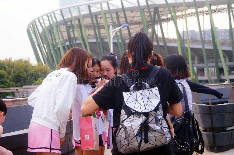 Young Chinese Women Play And Take Photos Editorial Photography Image