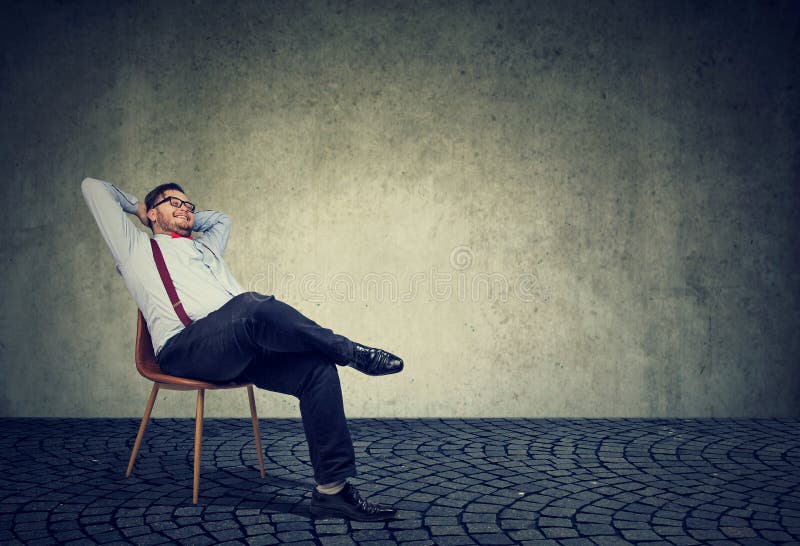 Successful Man Relaxing in Chair Stock Photo - Image of confident ...