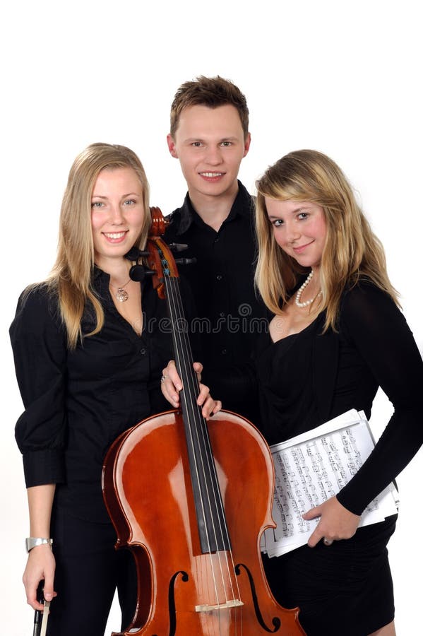 Young classic music trio stock image. Image of isolated - 16747753