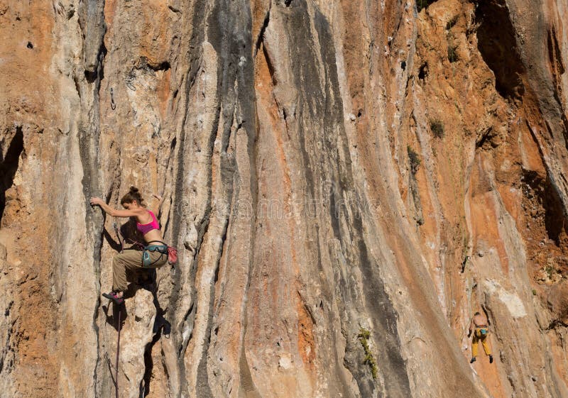 Young Climber Hanging by a Cliff Stock Image - Image of hanging ...