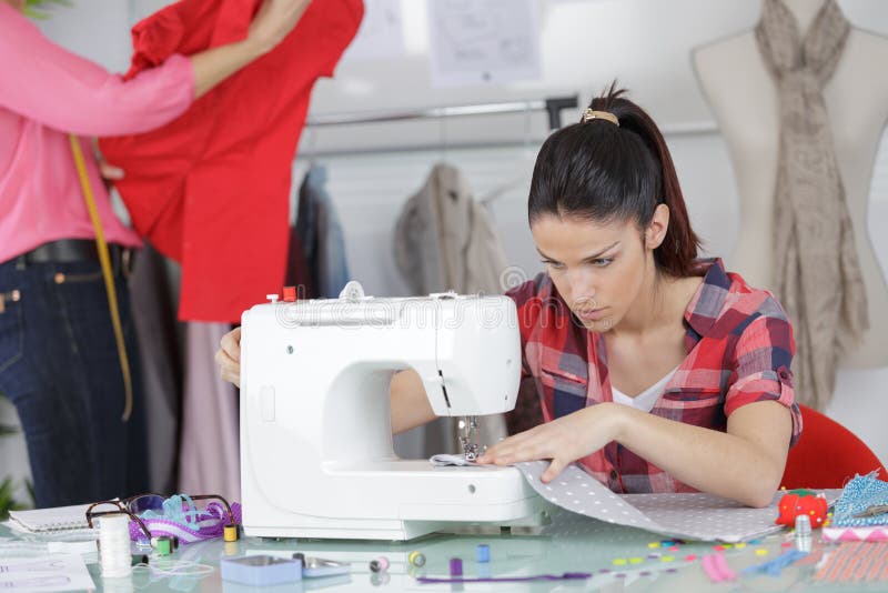Young Clothing Designer Making Patterns Fabric Stock Photo - Image of ...