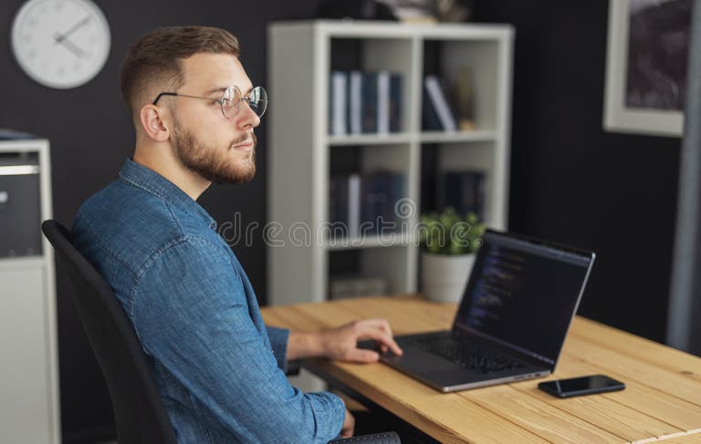 Young coder man stock image. Image of programmer, designer - 256316943