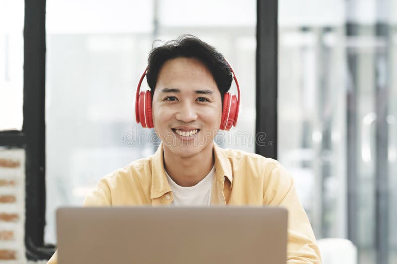 Young Collage Student Using Computer and Mobile Device Studying Online ...