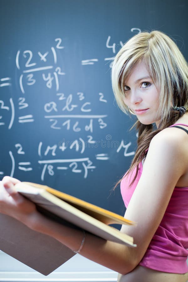 Young College Student Writing on the Chalkboard Stock Photo - Image of ...