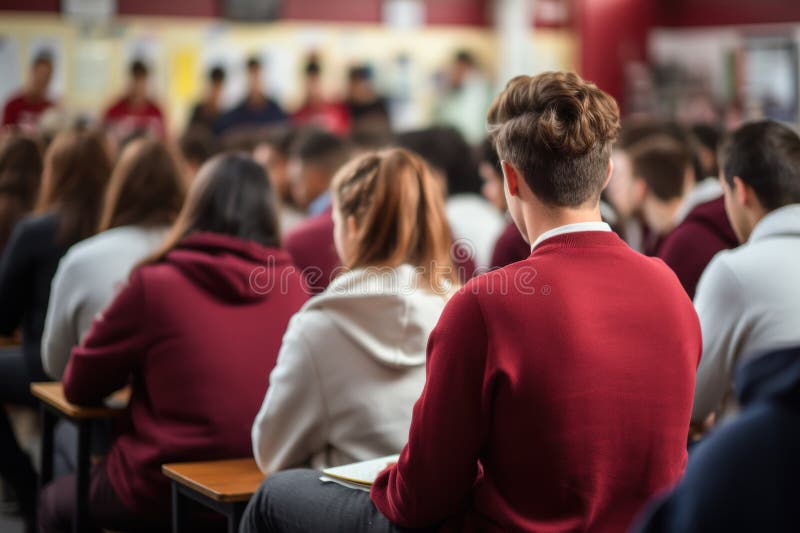 Young College Students Sitting in Class. Stock Image - Image of ...