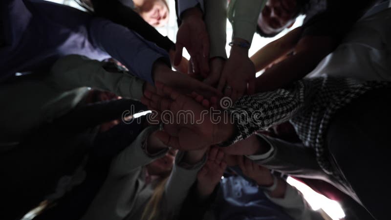 Many Hands Together, Group of Joining Hands Stock Video - Video of ...