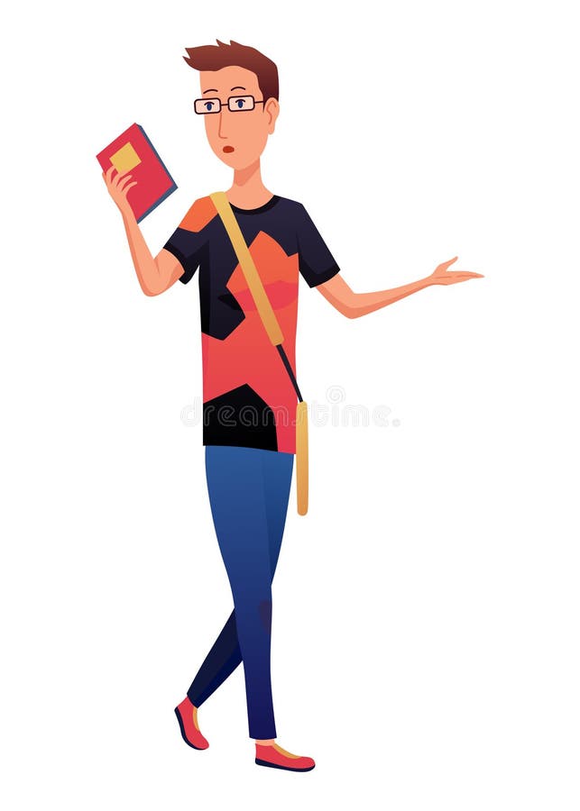 Young College or University Student with Backpack Holding Book. Study ...