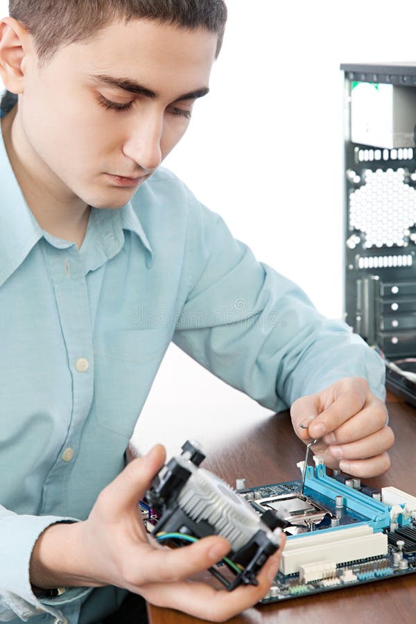 Young computer engineer stock photo. Image of board, desk - 29458126