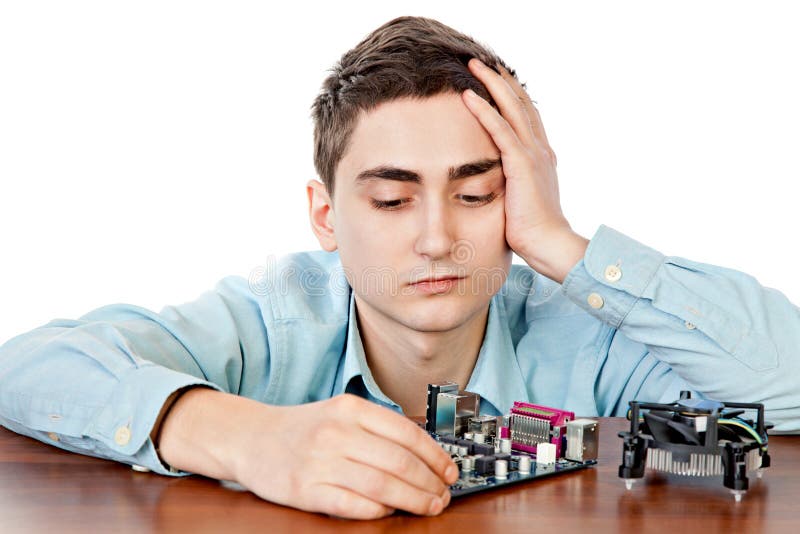 Young computer engineer stock image. Image of desk, engineering - 29458085