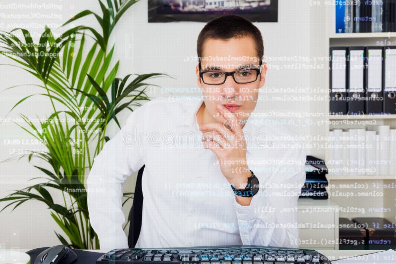Young Computer Programmer stock photo. Image of indoors - 89243590