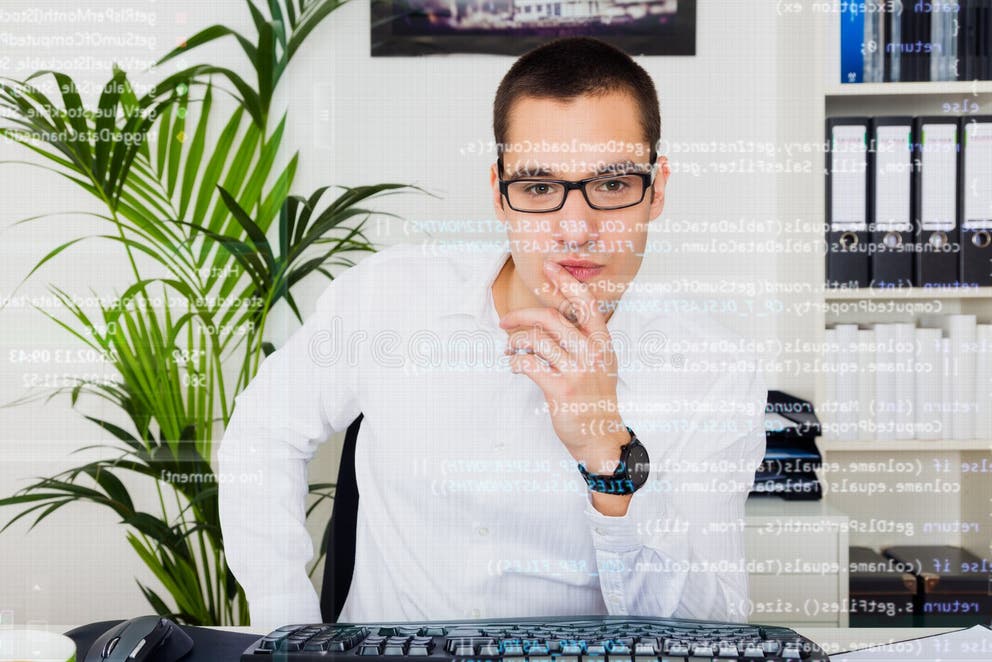 Young Computer Programmer stock photo. Image of indoors - 89243590