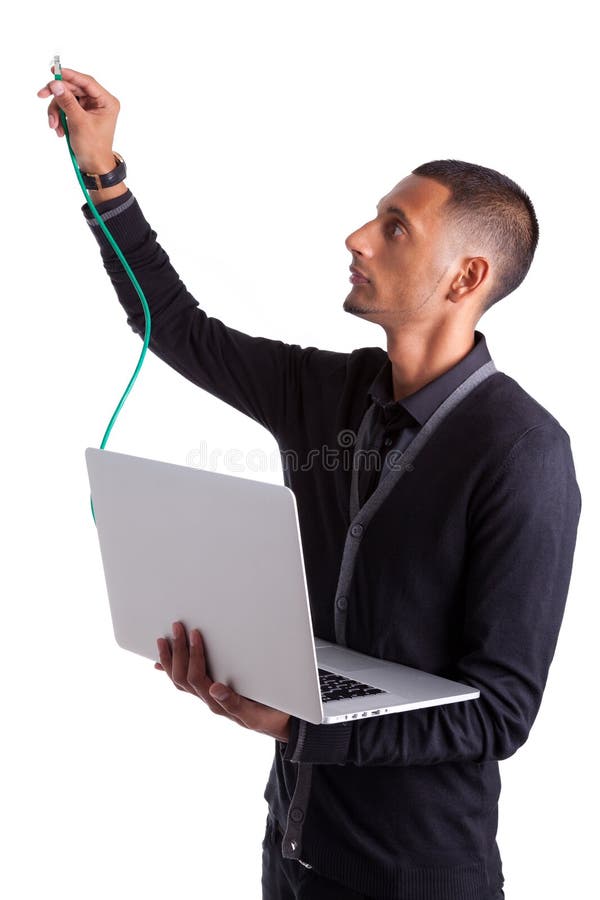 Young Computer Scientist Plugin a Ethernet Wire Stock Photo - Image of ...