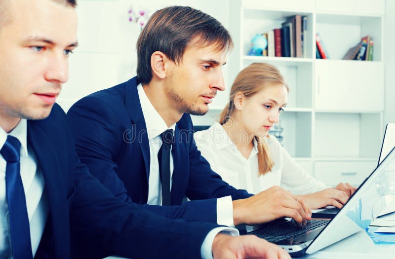 Young Concentrated Man Manager Working in Office Stock Image - Image of ...