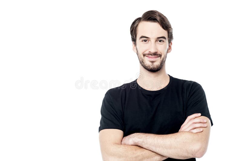 Young Confidence Man Posing Stock Photo - Image of white, folded: 50039674