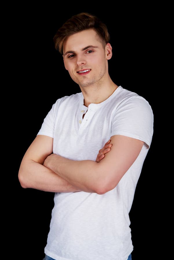 Young Confident Man with Crossed Arms. Stock Image - Image of casual ...