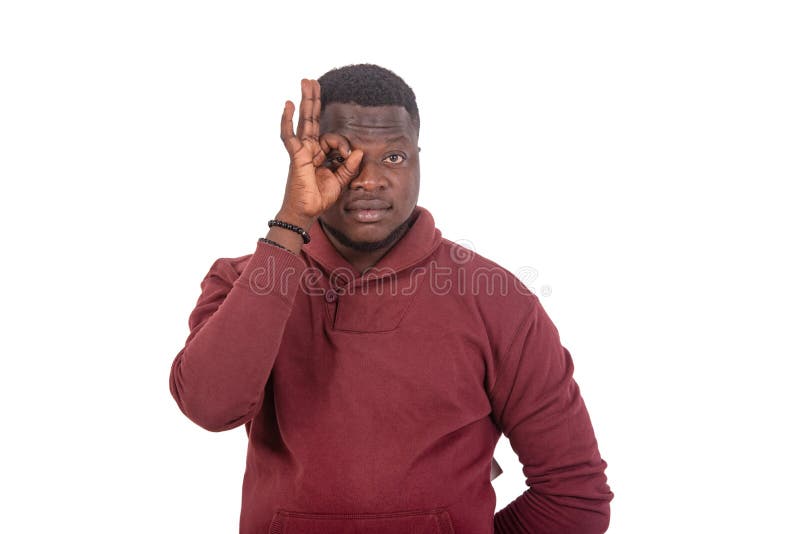 Young Confident Man Making Okay Gesture on Eyes with Hand Stock Image ...