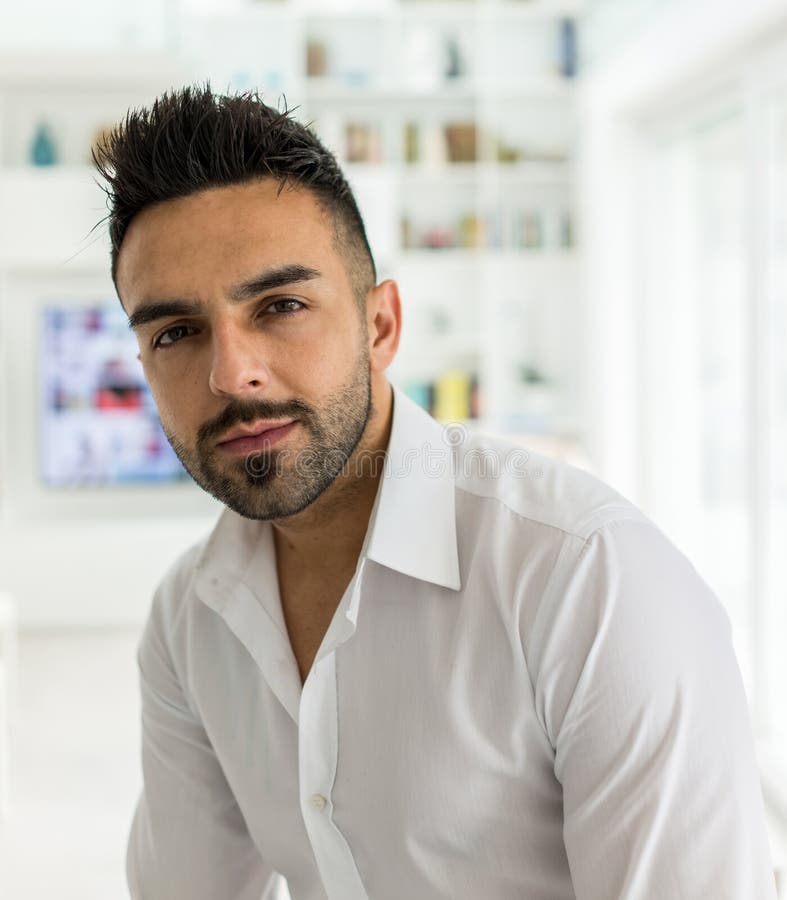 Young Confident Man at Home Stock Photo - Image of beautiful, books ...