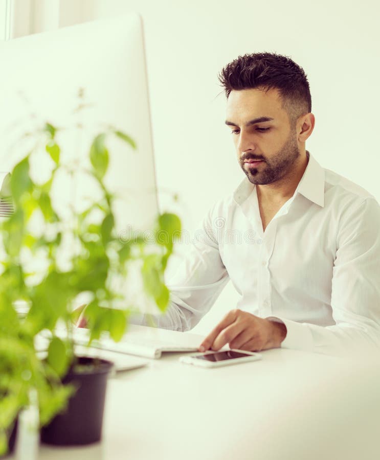 Young Confident Man Working Stock Photo - Image of home, casual: 92413246