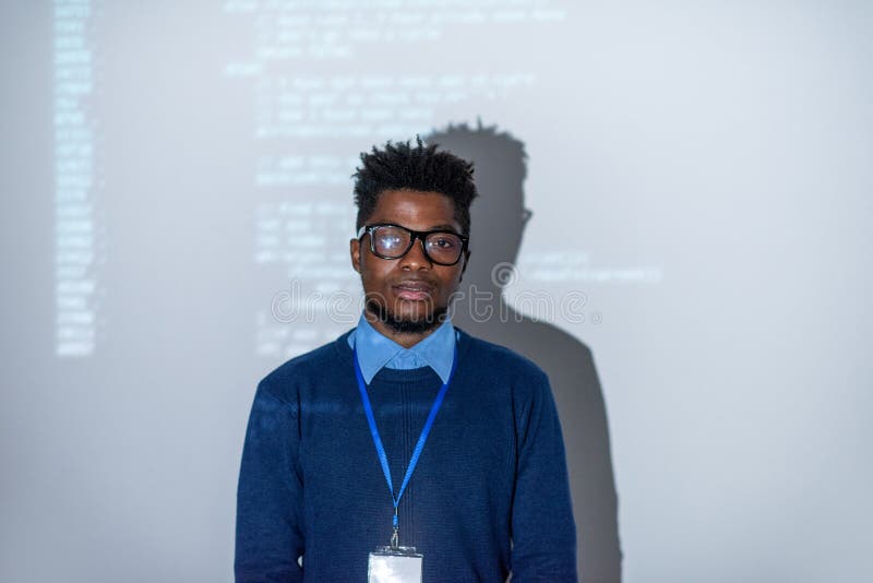 Young Confident it-manager or Software Developer Standing by ...