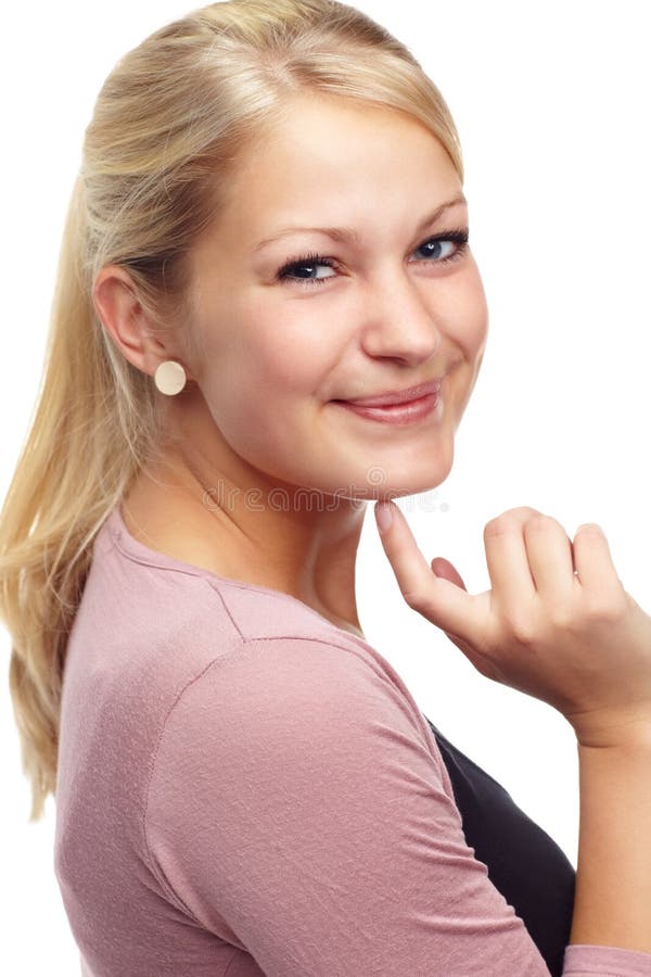 Young and Confident. Studio Shot of a Beautiful Young Smiling Woman ...