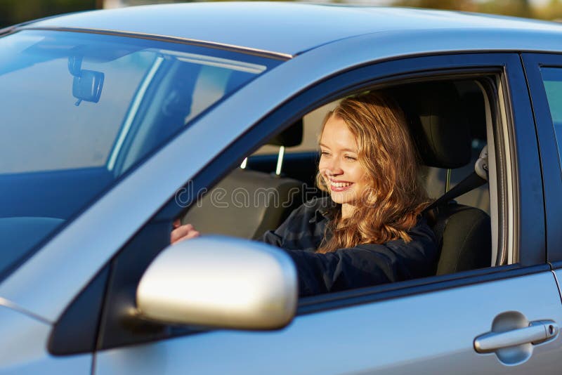 Young Confident Woman Driving a Car Stock Image - Image of adult ...
