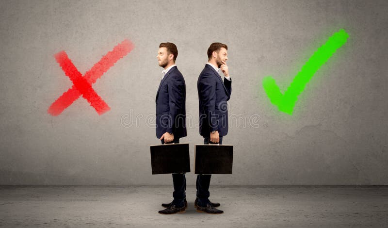 Businessman with Two Choices Stock Photo - Image of attitude, crisis ...
