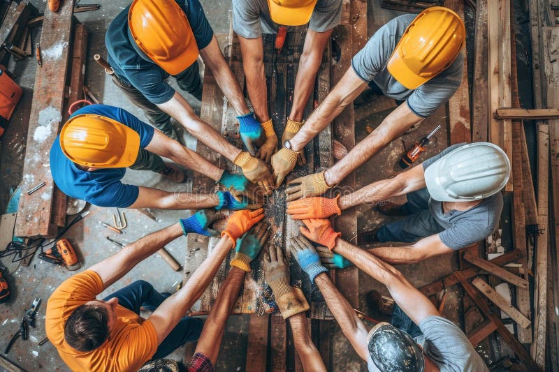 Young Construction Team Demonstrating Unity and Collaboration through ...