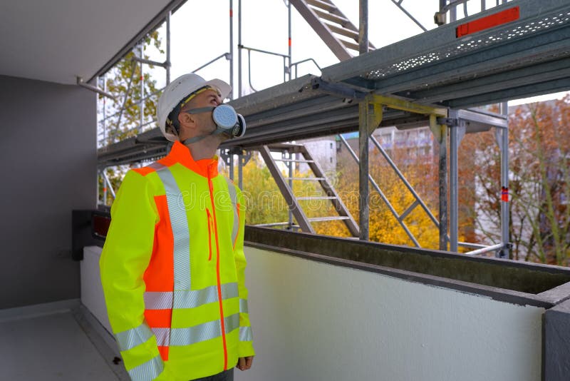 Young Construction Worker, Engineer, Builder in White Helmet Protection ...