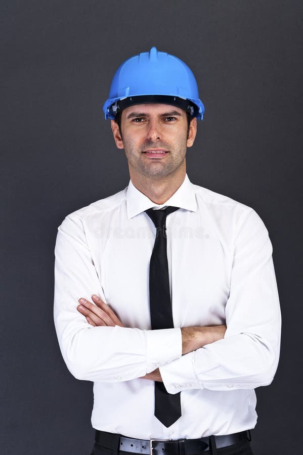 Young Construction Worker in Hard Hat Stock Image - Image of engineer ...