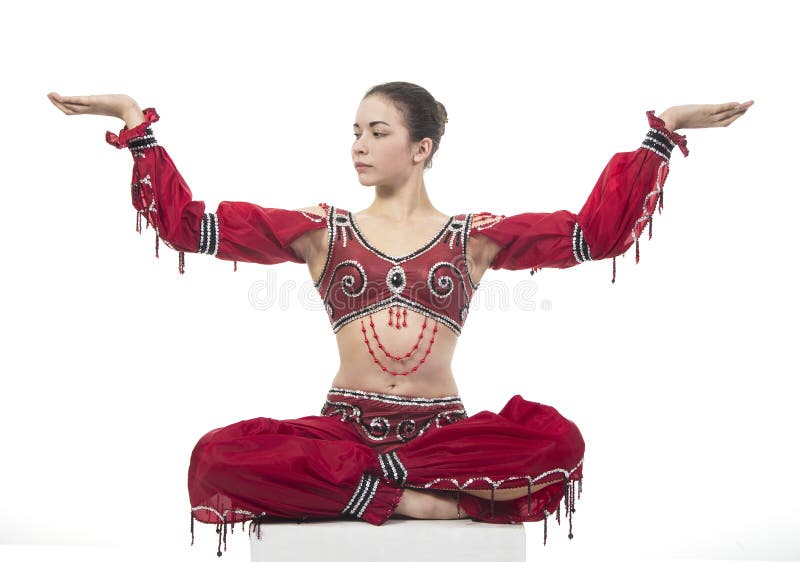 A Young Contortionist,circus Performer in a Red Suit. Stock Image ...