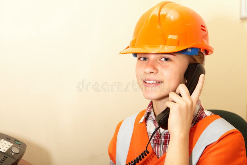 Young Contractor on the Phone in the Office Stock Photo - Image of ...