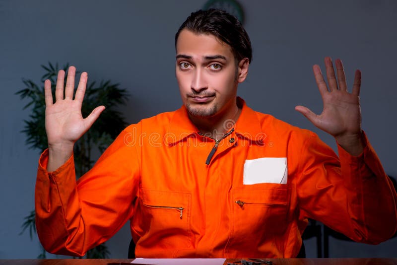 Young Convict Man Sitting in Dark Room Stock Image - Image of arrest ...