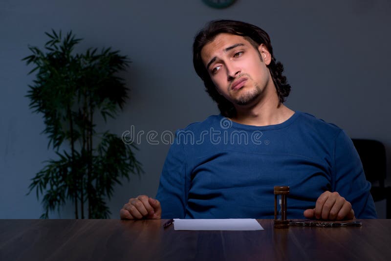 Young Convict Man Sitting in Dark Room Stock Image - Image of cuff ...