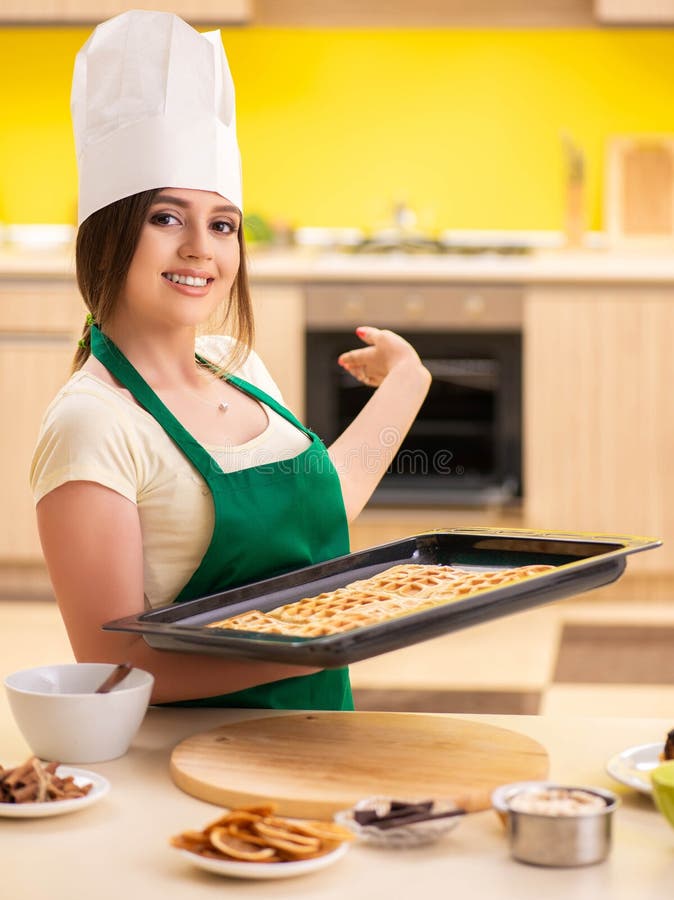 Young Cook Cooking Cakes in the Kitchen Stock Photo - Image of cuisine ...