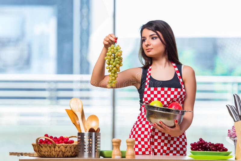 The Young Cook with Fruits in the Kitchen Stock Photo - Image of chef ...