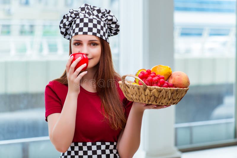 The Young Cook with Fruits in the Kitchen Stock Photo - Image of fruits ...