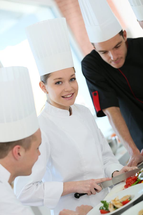 Young Cooking Trainee in Training Course Stock Photo - Image of blond ...