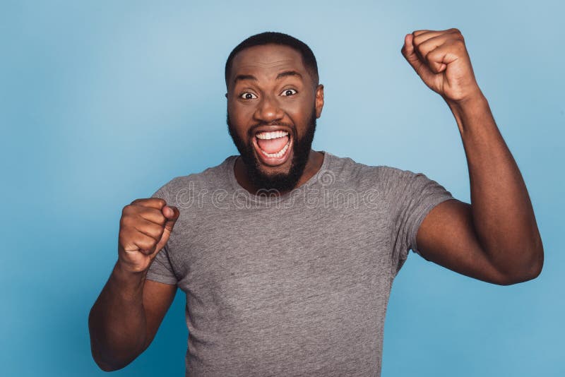 Young Cool Black Man Celebrating Sign Stock Photo - Image of emotion ...