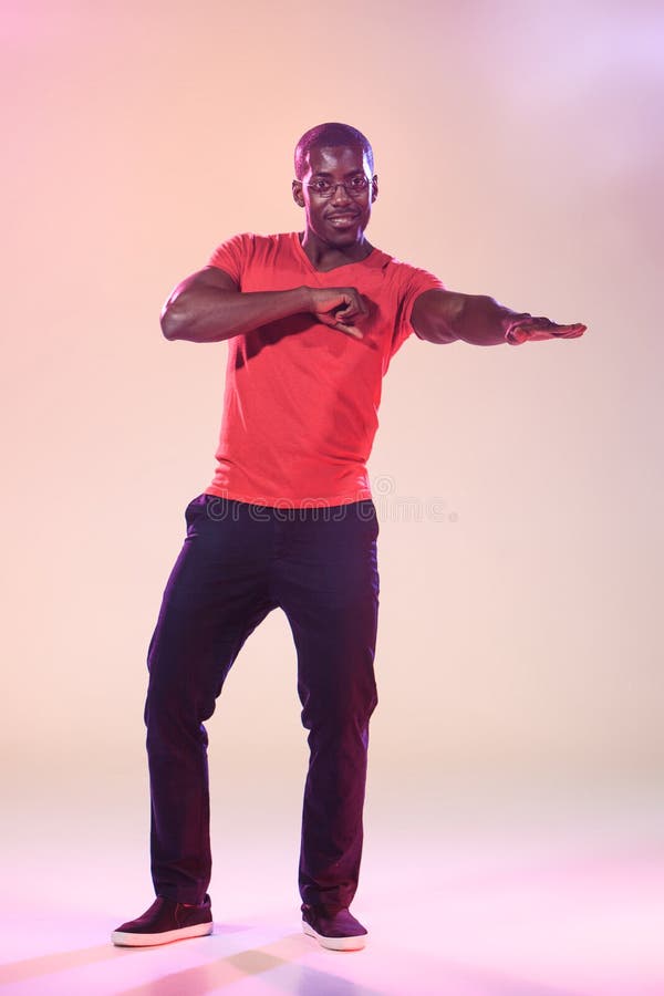 The Young Cool Black Man is Dancing Stock Image - Image of black, face ...