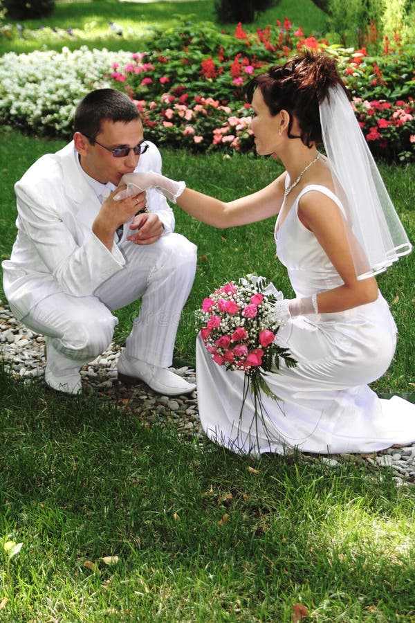 Young couple stock photo. Image of smiling, groom, leaves - 12644582