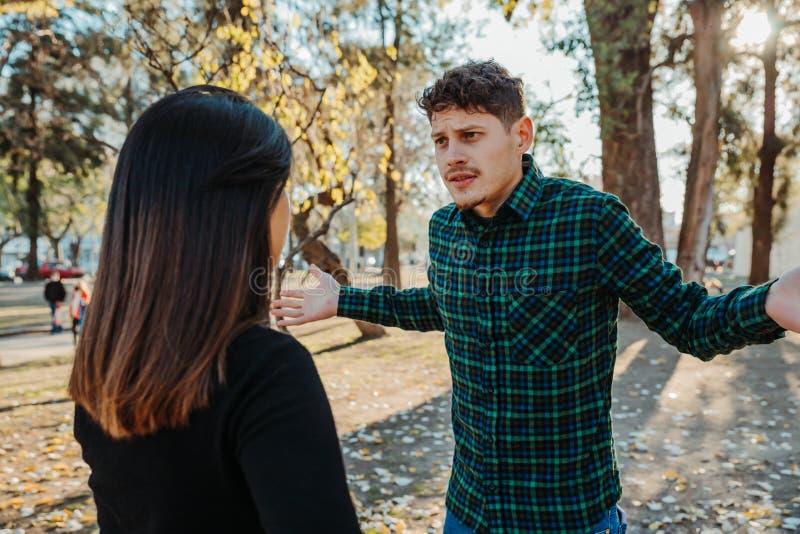 A Young Couple Arguing Outdoors Stock Photo - Image of arguing, anger ...