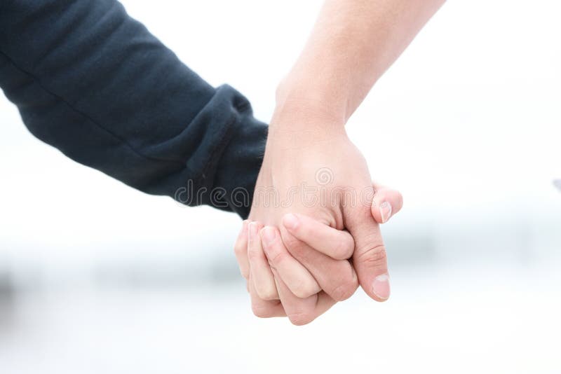 Young Couple on Beach Two Hands Together Stock Photo - Image of ...