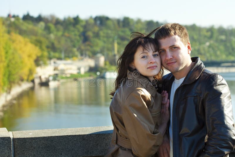 Young couple on a bridge stock photo. Image of nature - 18263346