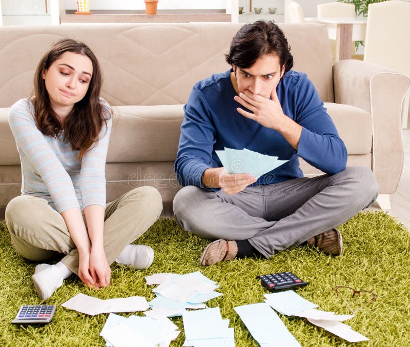 Young Couple in Budget Planning Concept Stock Photo - Image of loan ...