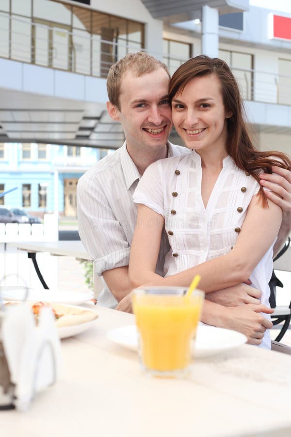 Young couple in cafe stock image. Image of sitting, horizontal - 32318121