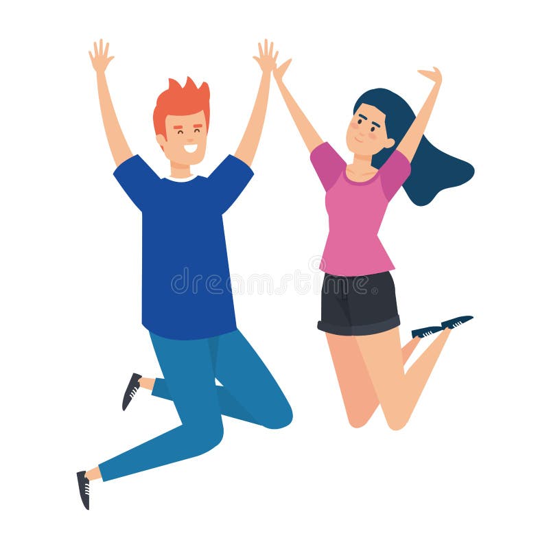 Young Couple Celebrating Avatars Characters Stock Vector - Illustration ...